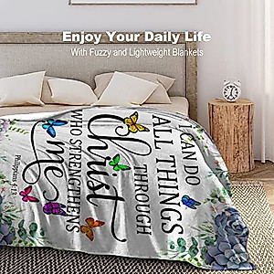 Christian Gifts for Women Inspirational Religious Blanket Bible Verse Scripture Prayer Throw Blanket Soft Flannel Healing Blanket 50&quot;X40&quot;