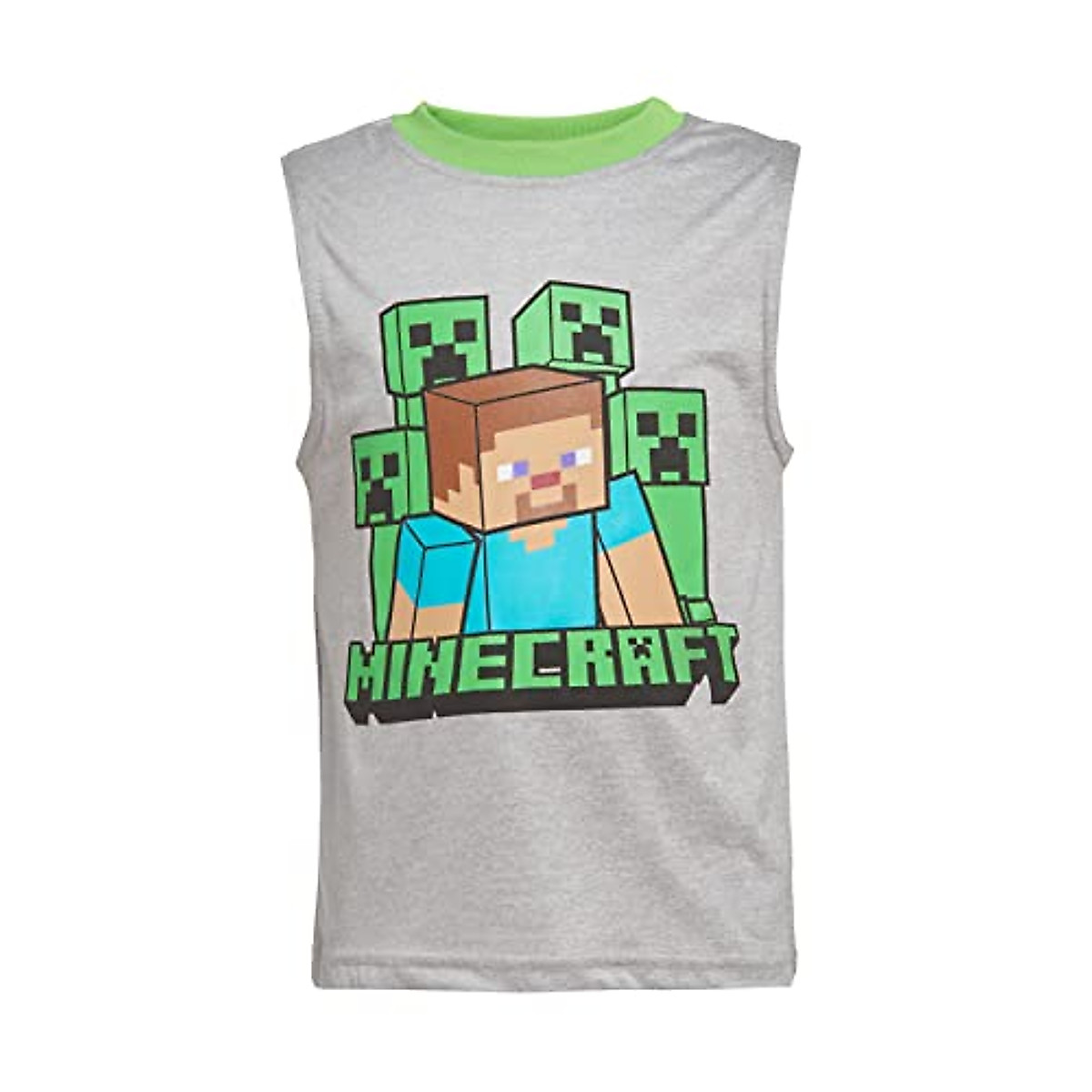 Minecraft Boys Creepers 3 Piece T-Shirt Tank Top Short Set (Black, 5-6)