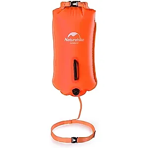 Naturehike 28L High Visible Safety Swim Buoy - Ultralight Bubble Tow Float and Dry Bag for Open Water Swimming Kayaking Snorkeling Diving Trailing with Adjustable Waist Belt (Fluorescent Orange)