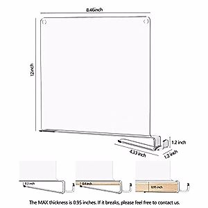 HBlife 6 Pack Clear Shelf Dividers, 12 Inches Tall Vertical Purse Organizer for Closet Perfect for Sweater, Shirts, Handbags in Bedroom and Kitchen, Adjustable Acrylic Bookshelf for Organization