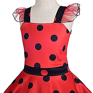 Dressy Daisy Girls Polka Dots Ladybug Dress Up Costume Birthday Halloween Christmas Fancy Party Outfit Size 4T Red