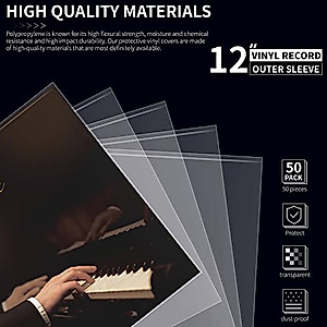 50x Vinyl Record Outer Sleeves, 12 LP - Crystal Clear, Not Cloudy, No Wrinkles! The Best Protection for Your Collection