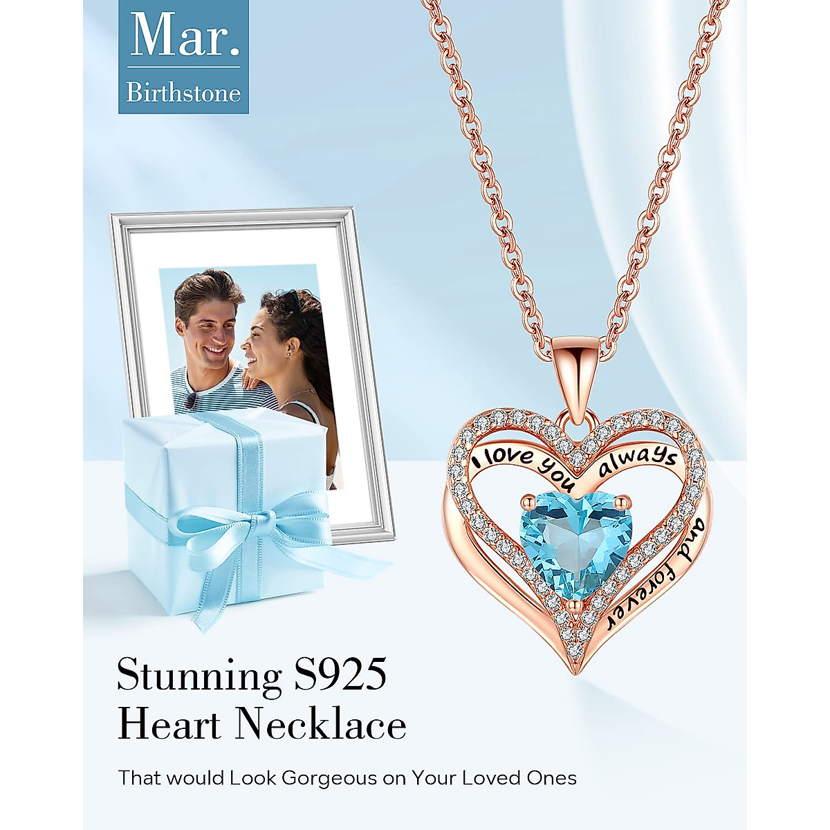 S925 Sterling Silver Necklace for Women, Jewelry for Wife Girlfriend Anniversary, Mom Birthday Christmas Gifts Necklaces, Daughter Heart Love Jewel, Gift for Her, Mar