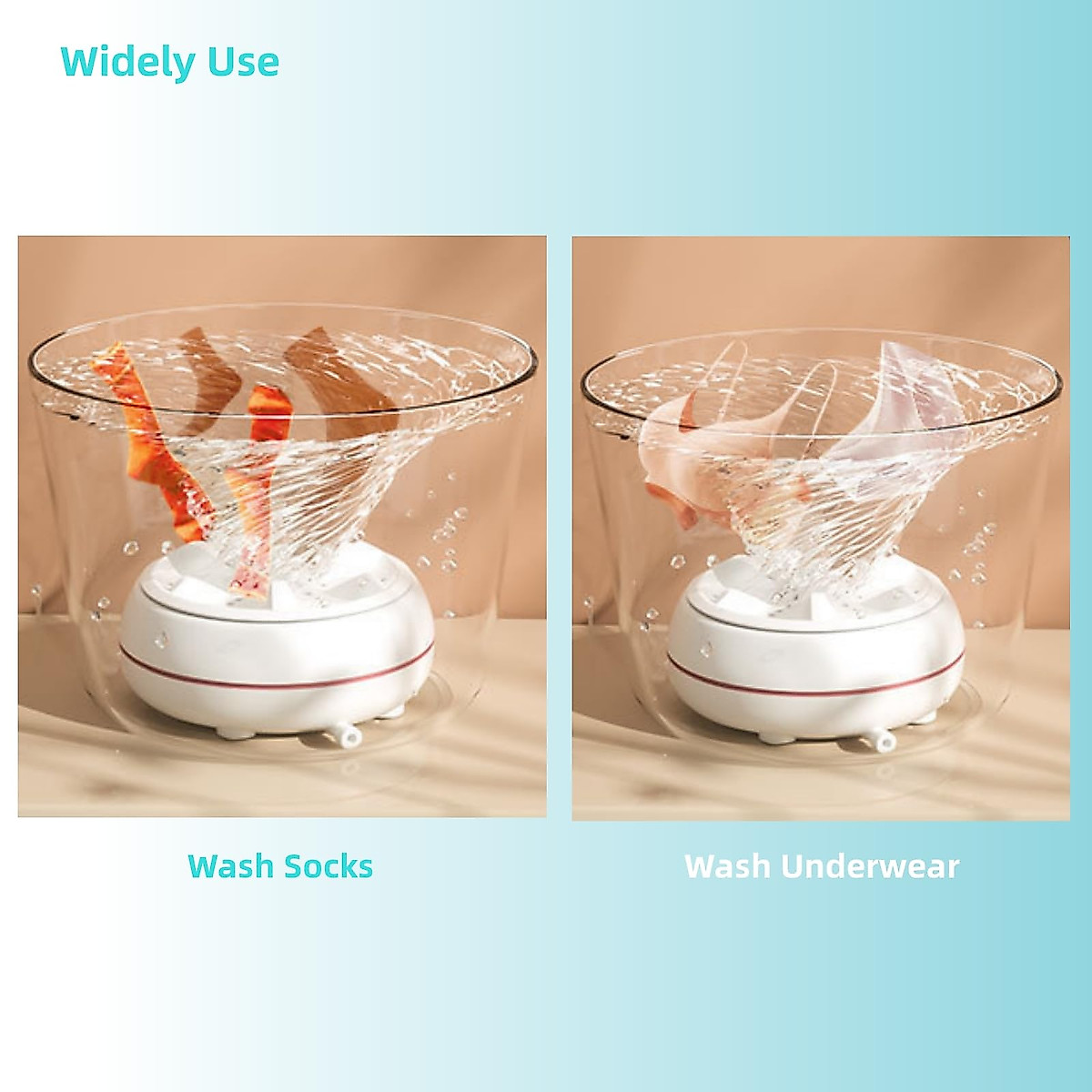 VTOSEN Portable Mini Washing Machine USB Power, 30 Mins Quick Wash, Water Saving, Stable Auto Off, Small Washer for Travel & Home, Foldable & Compact Mini Washing