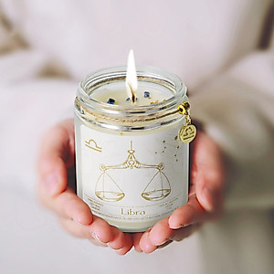 YTENTE Libra Gifts for Women, Zodiac Sign Libra Crystal Candles,Astrology Gifts Scented Soy Candles Gifts for Women Sister Mom Daughter Birthday Gift