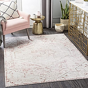 Mark&Day Area Rugs, 5x7 Baflo Traditional Blush Area Rug, Pink/White/Beige Carpet for Living Room, Bedroom or Kitchen (5'2" x 7')