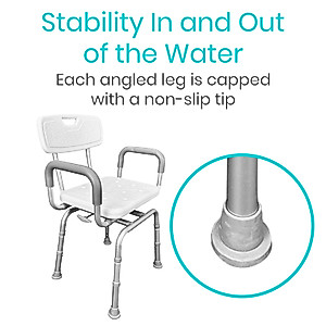 Vive Swivel Shower Chair for Seniors, Elderly, Disabled - Narrow Handicap Tub Bench for Inside Shower - with Arms & Back, Height Adjustable - 360° Rotating Bathtub Seat for Easy Mobility