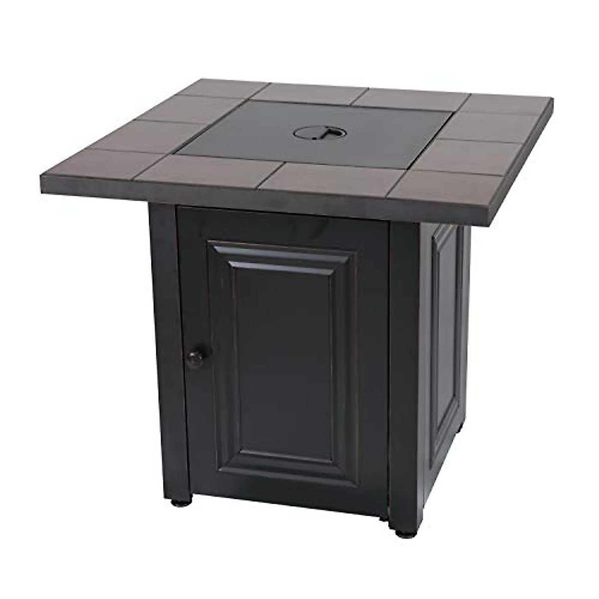 Endless Summer, The Vanderbilt, Square 28" Outdoor Propane Fire Pit with Handcrafted Ceramic Tile Mantel and Lava Rock