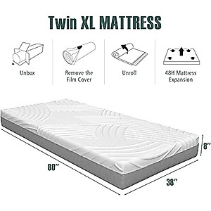 KOMFOTT 8 Inch Adjustable Bed Mattress Twin XL, 3D Transformable Cutting Mattress with Cool Gel Infused Memory Foam & Bamboo Charcoal Memory Foam, Mattress in a Box with CertiPUR-US Certified