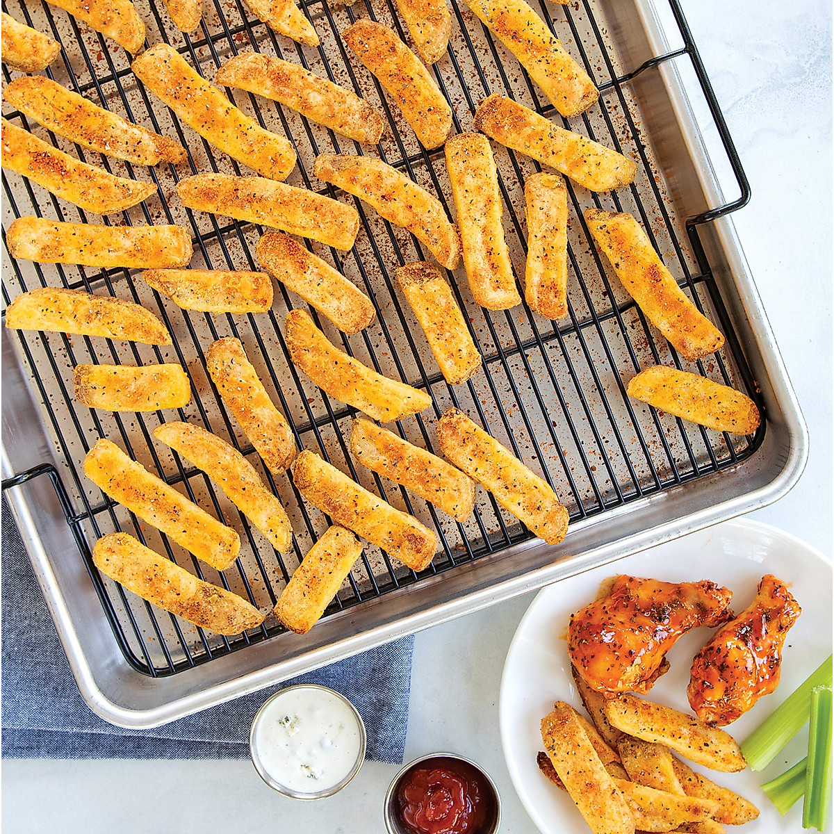 Nordic Ware Extra Large Oven Crisping Baking Tray with Rack (Silver) and Nordic Ware Oven Crisp Baking Tray (Natural)