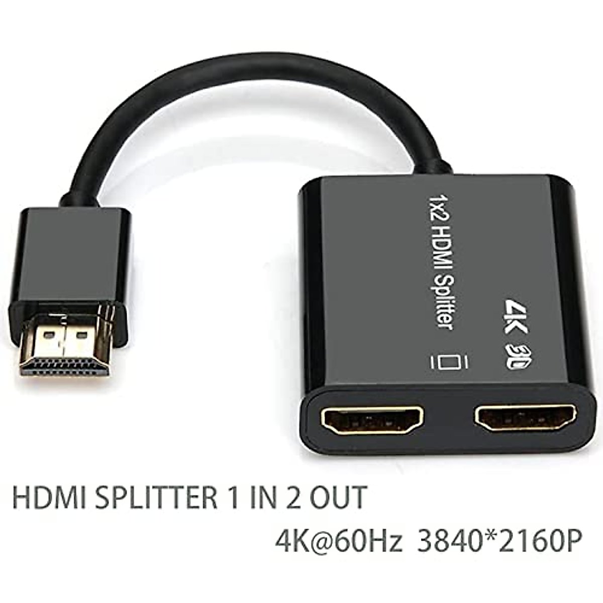 HDMI Splitter 1 in 2 Out, 4K HDMI Splitter for Dual Monitors Duplicate，Support1080P/4k30/60 /3D，PC,PS4,X-Box, Blu-Ray, DVD Player,HDTV,Etc