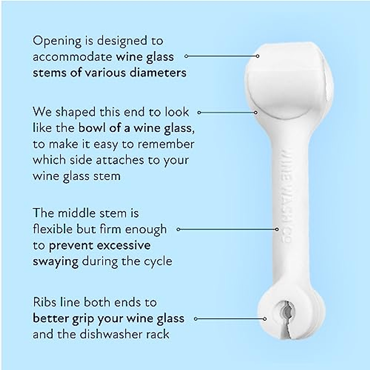 Wine Wash Dishwasher Attachment Kitchen Gadget Clip for Wine Glass, Stemware Holder, Barware Accessories & Gifts for Wine Lover, Dishwasher Safe, BPA Free Silicone, White, Set of 4