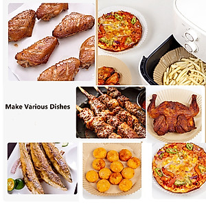 50 Pcs 6.3 inch Air Fryer Disposable Paper Liner,Large Non-stick Disposable Water-Proof,Food Grade Baking Paper for Air Fryer Accessories,Steamer,Bakeware, Roasting Microwave