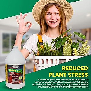 Medina Garrett Juice Plus -Liquid Plant Food & Fertilizer for Houseplants, Lawn, & Garden | Foliar Solution & Growth Enhancer, Ideal for Potted & Patio Plants | Nitrogen-Rich Liquid Fertilizer - 1 Gal