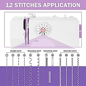 Sewing Machine - Mini Sewing Machine for Beginners and Kids with 12 Built-in Stitches, Portable Sewing Machine with Adjustable 2 Speed and Foot Pedal Control, Perfect for Arts,Crafts & Sewing Projects