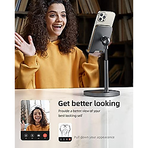 LISEN Office Supplies Decor Cell Phone Stand Universal Home Office Desk, Reduce Neck Pain Height Angle Adjustable Cell Phone Stand, Taller, and More Photogenic iPhone Stand When Phone & Tablets Video…