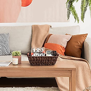 GRANNY SAYS Wicker Storage Baskets, Waterproof Wicker Basket with Handles, Woven Storage Bins for Pantry Kitchen and Bathroom, Brown, 2-Pack