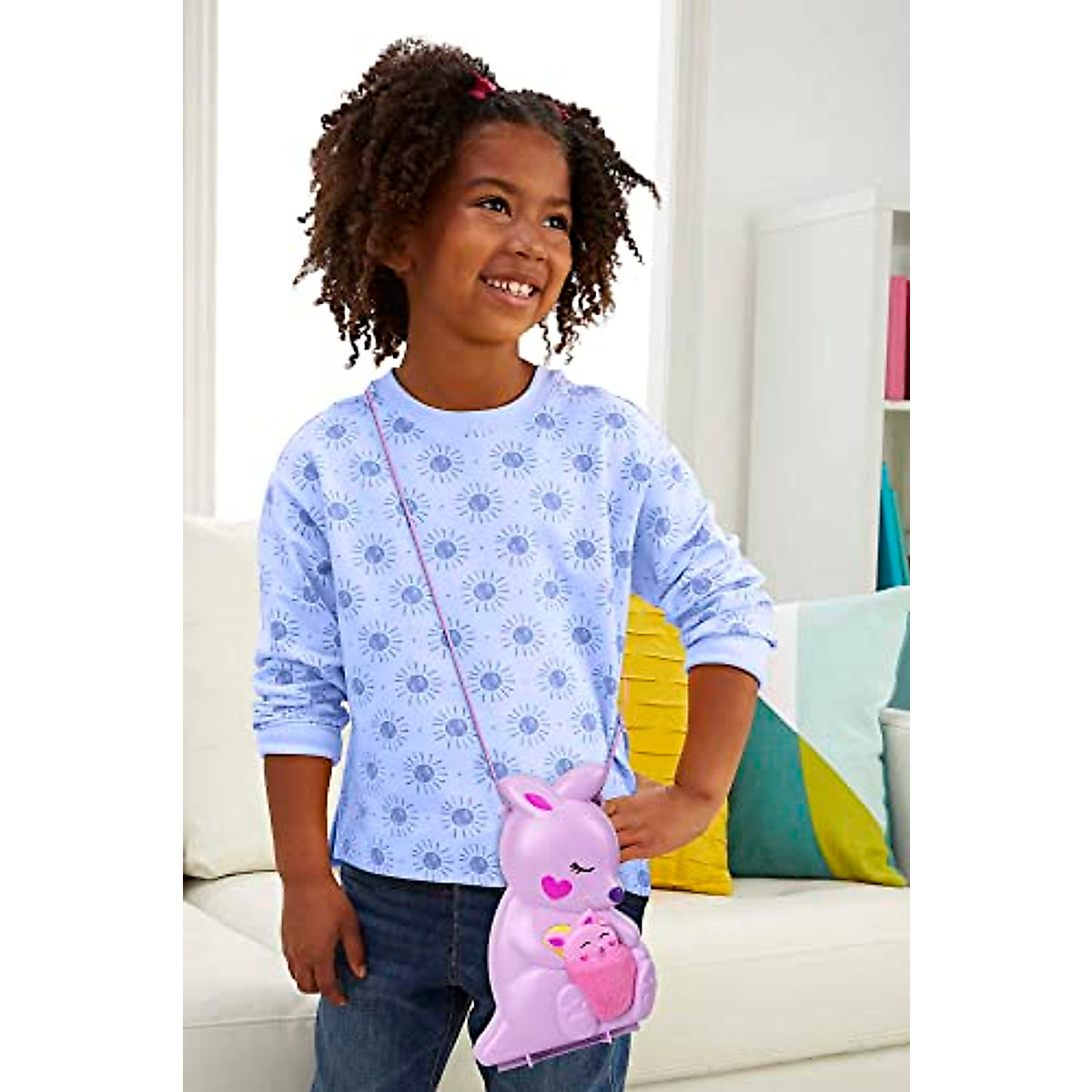 Polly Pocket 2-in-1 Travel Toy Playset, Animal Toy with 2 Dolls & Accessories, Mama & Joey Kangaroo Purse Large Compact