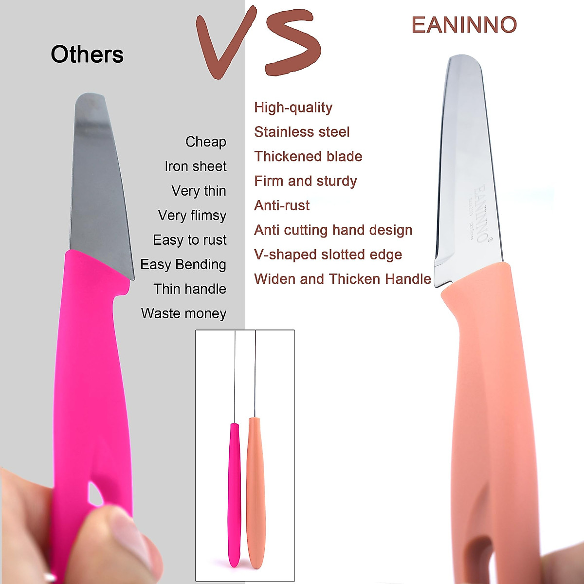 EANINNO Paring Knife Set-4 Paring Knives 4 Cover, Upgraded 3.8 inch Small Peeling Fruit Knife Stainless Steel Kitchen Sharp Cutting Vegetable with Sheath Thickened Blade Handle