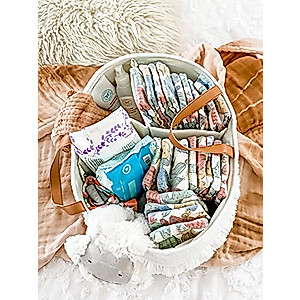 COASTFULLY YOURS Large Diaper Caddy, Portable Nursery and Car Storage Bin,Changing table diaper storage caddy with Removable dividers. Boho Nursery Decor. Gender Neutral Diaper storage