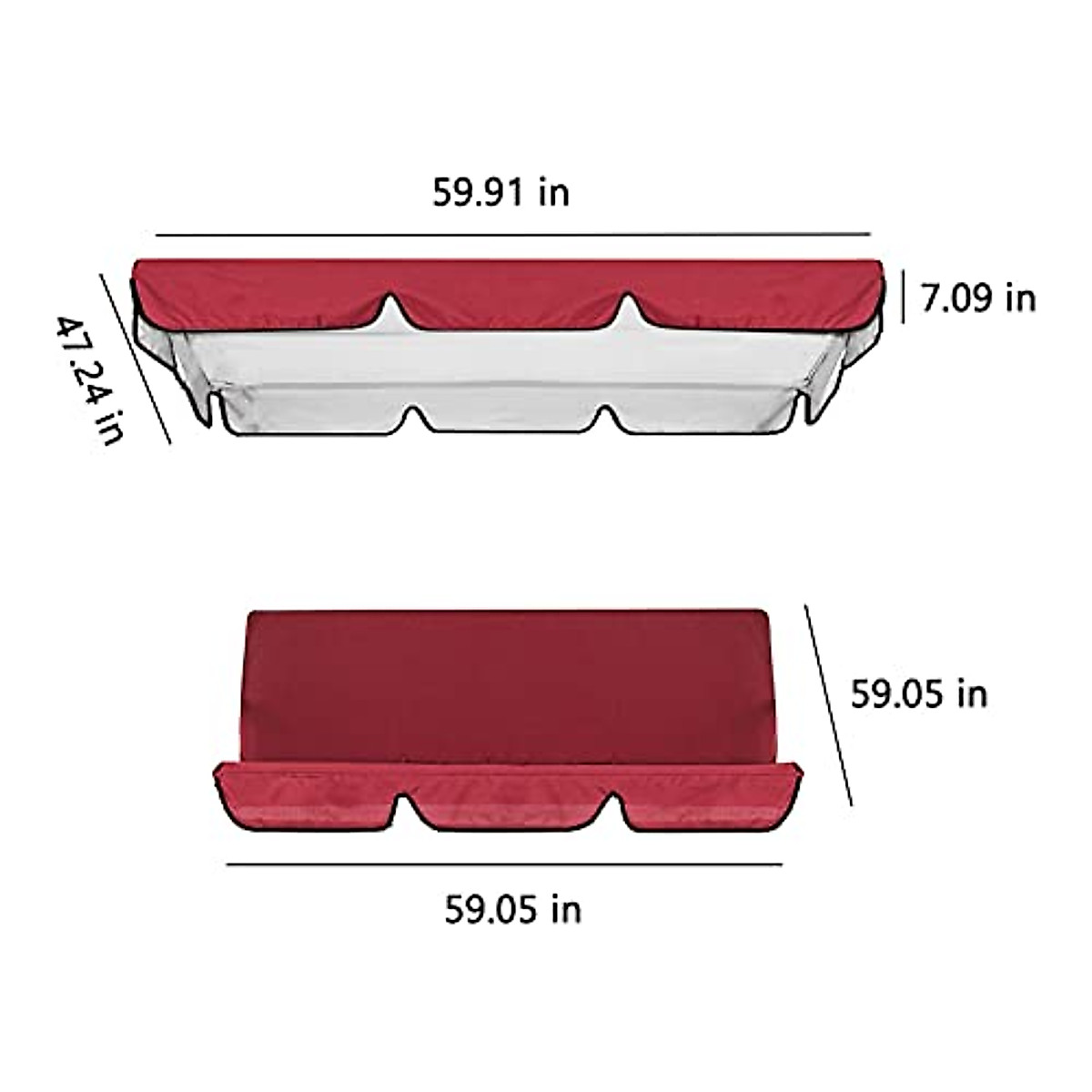 Patio Swing Canopy, Waterproof Top Cover Set Swing Cover Outdoor Swing Canopy, Replacement UV Resistant Durable Removable Swing Cover with Swing Chair Cover for Patio/Lawn/Garden (Red)
