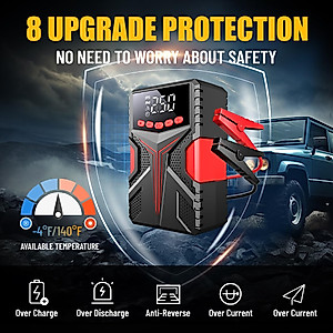 Lorinpow Car Jumper Starter Portable with 150PSI Air Compressor, Tire Inflator 3000A Battery Charger for 10.0L Gas/8.0L Diesel, Jump Box Pack with Storage Case and Jumper Cable