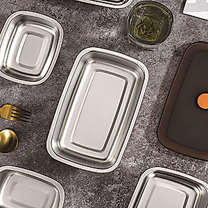 CORAHE 304 Stainless Steel Large Food Storage Container with Lids Airtight Metal Food Containers Stackable Meal Prep Leftover Containers for Freezer Fridge Oven Dishwasher Safe (Size : 2300ML)