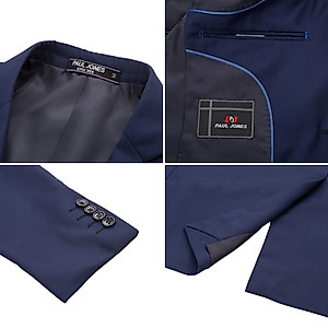 Men's One Button Blazer Jacket Party Suit Blazer Size M Navy Blue