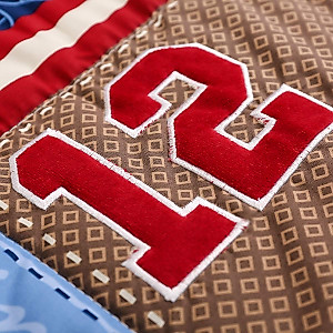2 PCs Brown Sports Themed Nursery Crib Bedding Set Quilt Fitted Sheet American Ruby Baseball Sports Baby Boy Cot Bedding Set