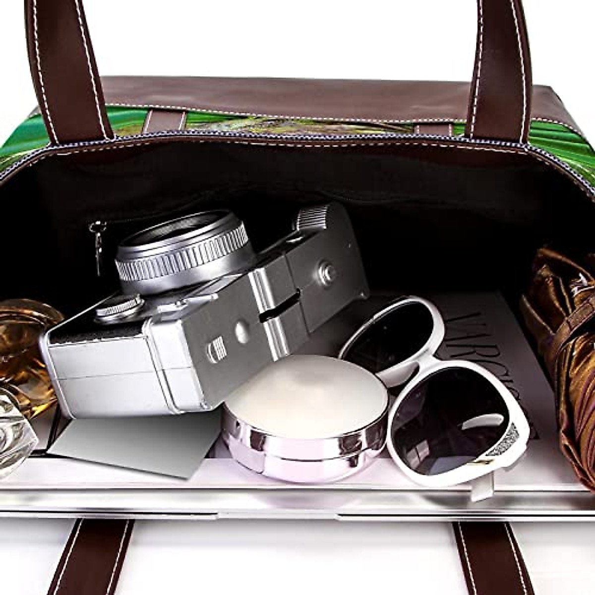 TBOUOBT Handbags for Women Fashion Tote Bags Shoulder Bag Satchel Bags, Green Leaves Change Dragon