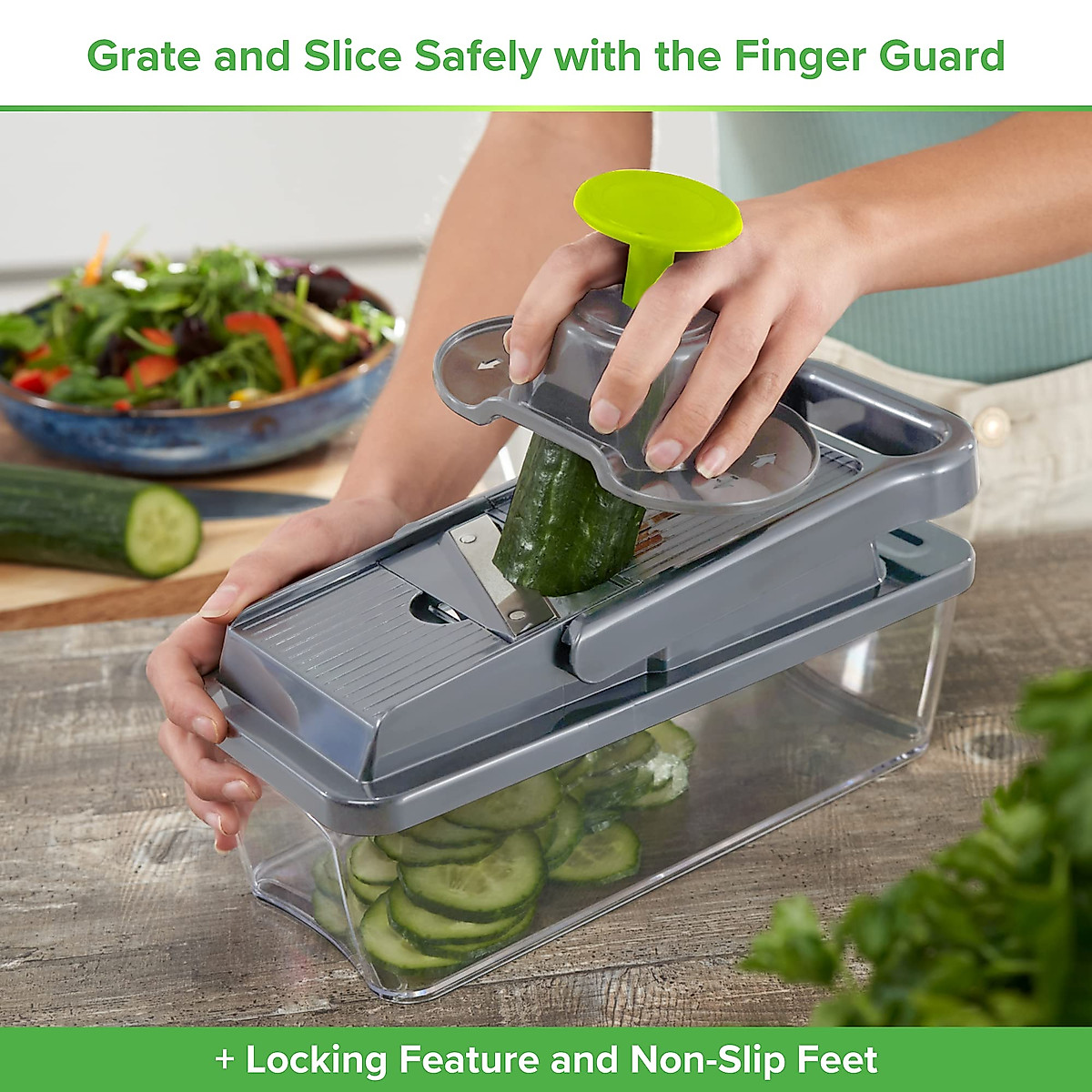 PrepNaturals 12 in 1 Vegetable Chopper with Container, Veggie Chopper, Vegetable Cutter, Food Chopper & Onion Chopper - Onion Chopper Dicers, Choppers, Mandoline Slicer for Kitchen (Green)