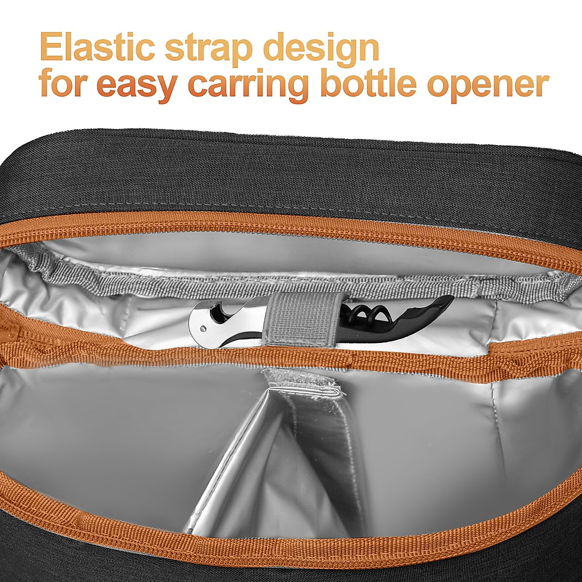 FOCHIER F 2 Bottle Wine Gift Bag, Insulated Wine Bottle Carrier Tote bag, Wine Cooler Bag for Travel, Picnic, Party, Dinner, Great Christmas Day Gift, Black