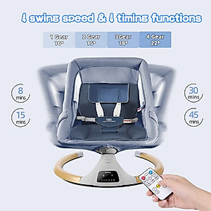 Baby Swings for Infants to Toddler,3 in 1 Electric Baby Swing Bluetooth Baby Rocker for Infants with Remote Control,Removable Dinner Plate,4 Gears Sway Time,Heavy Duty Base Infant Swing for 0-24 Month