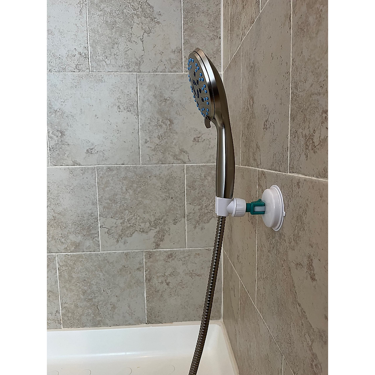 Shower Head Holder White | Handheld Shower Head Holder | Vacuum Suction Shower Head Holder | Adjust Shower Head Height for Kids, Pets, or Shaving Legs | Shower Head Holder Wall Mount