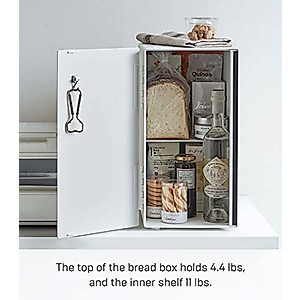 YAMAZAKI Home Box Keeper Container, Large Metal Bread Holder Saver, Slim Space Saving Counter Storage | Steel, One Size, White