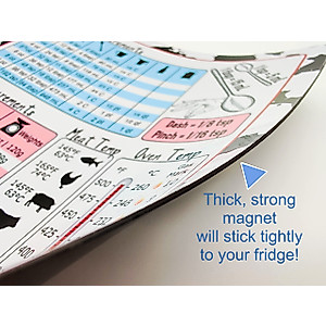 Cow Print Kitchen Conversion Chart Magnet - Imperial & Metric to Standard Conversion Chart Magnet - Cooking Measurements for Food - Measuring Weight, Liquid, Temperature - Recipe Baking Cookbook