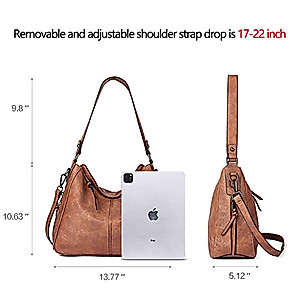 BROMEN Purses for Women Vegan Leather Hobo Bags Designer Handbags Large Shoulder Crossbody Bag with Adjustable Strap Brown
