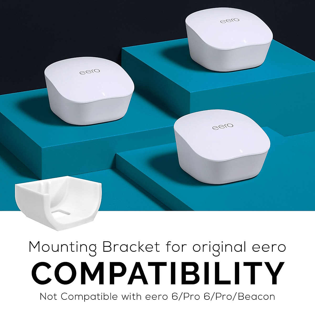 Screwless Wall Mount for Eero Mesh WiFi (NOT Compatible with Eero 6/Pro 6/Beacon), VHB Stick On Holder, Easy to Install, No Tools, No Mess, No Drilling, Strong Adhesive Mount, White by Brainwavz