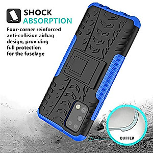 SKTGSLAMY Galaxy A02S Case,Samsung A02S Case,with HD Screen Protector, [Shockproof] Tough Rugged Dual Layer Protective Case Hybrid Kickstand Cover for Samsung Galaxy A02S (Blue)