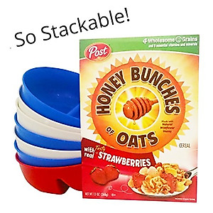 Anti-Soggy Cereal Bowl - BPA-Free Divided Sectional Bowls - Stackable - Novelty Kitchen Gift - Dishwasher Safe Kids & Adults - Olives & Pickles, Chips, Soup, Rice, Salad, Ice cream - White 2pk