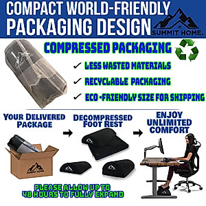 Summit Home Ergonomic Under Desk Foot Rest for Office Use – Adjustable Height Memory Foam Foot Stool Under Desk for Office Chair, Gaming Chair, Home & Car – for Back, Knee, Hip & Foot Pain Relief