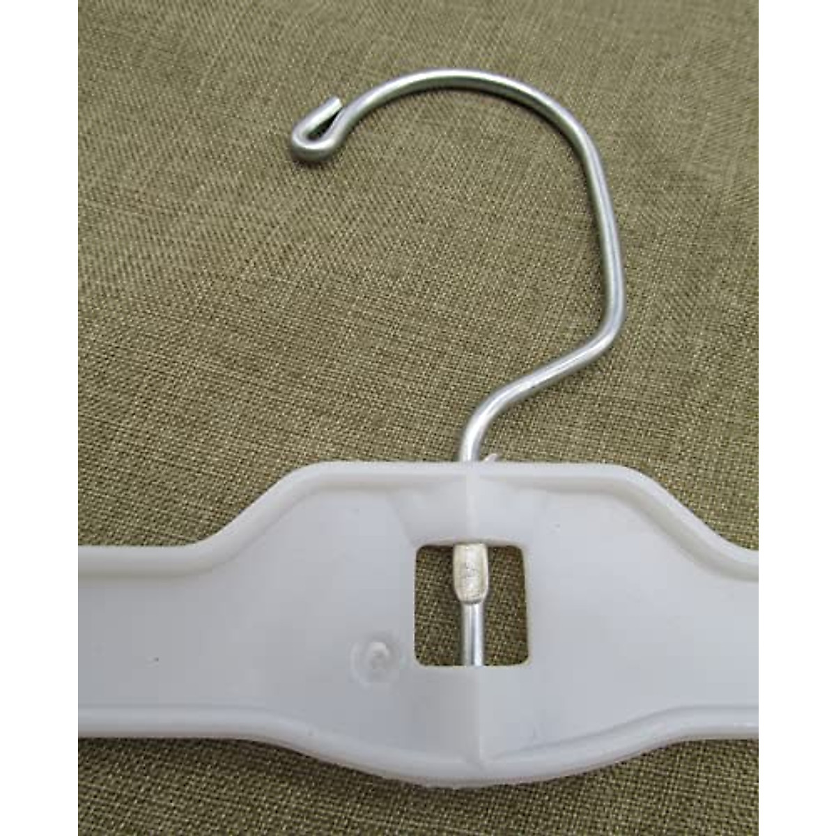 NAHANCO 1602RC Plastic Skirt/Pant Hanger with Short Metal Swivel Hook and Pinch Clips, Jumbo Weight, 14", White (Pack of 100)