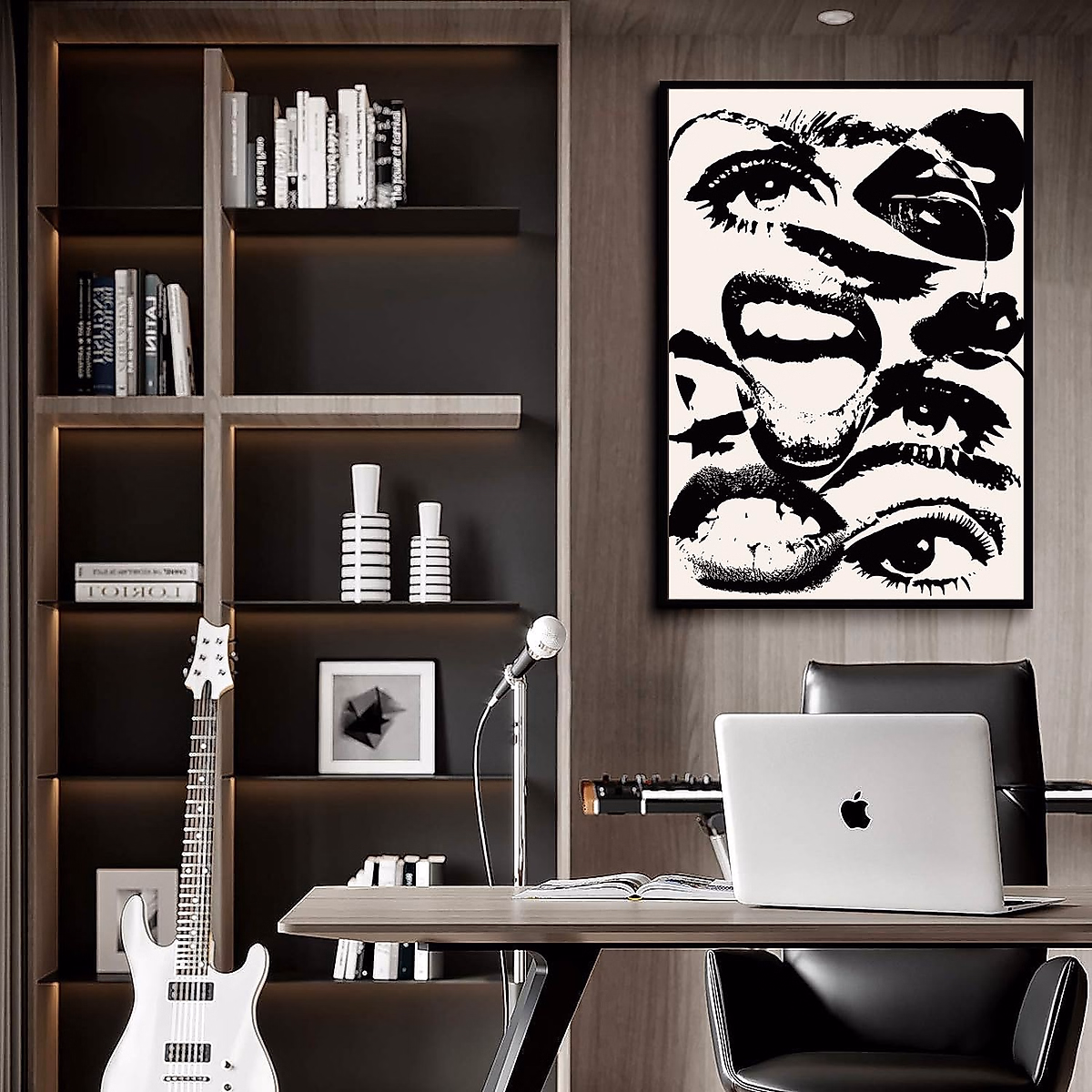 ZARTMYY 70s retro Black and White Wall Art, Hippie Quirky abstractCanvas Prints,Weird Eyes and Mouths funky Aesthetic Poster，Neutral Preppy Wall Art Eclectic Apartment Decor Pictures Unframed