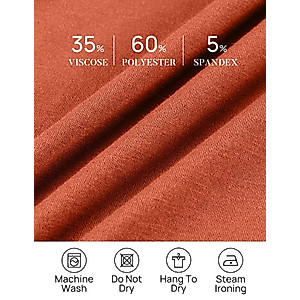 ZESICA Women's 2024 Fall Long Sleeve Dress Crewneck Casual Loose Pleated Tiered Swing Midi Dresses with Pockets,Rust,Medium