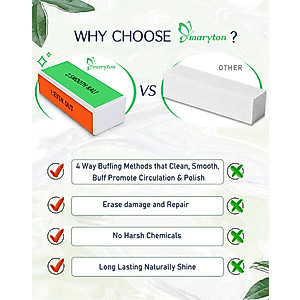Maryton Professional Nail Buffer Block - Ultimate Shine Nail Buffing Block with 4 Way Buffing Methods, Smooth & Buff & Shine All-in-one Buffer for Optimum Natural Nail Care, 2 Count
