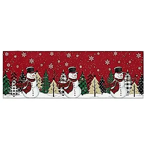 Miaklek Christmas Kitchen Rugs Anti Fatigue Mats for Kitchen Floor Cushioned Kitchen Rugs and Mats Non Slip Kitchen Runner Comfort Standing Mat, Cute Snowman Xmas Tree Winter Snowflake Red