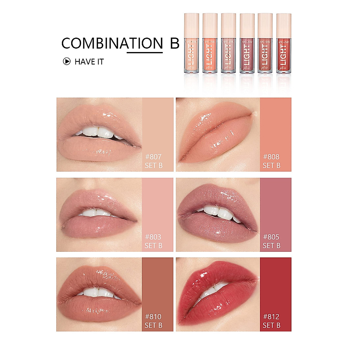 MAEPEOR Moisturizing Lipgloss Set 6PCS Smooth Hydrating Lip Gloss Neutral Nude Nourishing Glossy Lipgloss for Women and Girls (Moisturizing, 6PCS Set B)