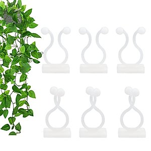 Tmofs 100Pcs Plant Climbing Wall Fixture Clips,Plant Fixer Invisible Wall Vines Fixing Clips Self-Adhesive Clips Plant Vine Traction for Indoor Outdoor Decoration and Cable Wire Fixing (White)