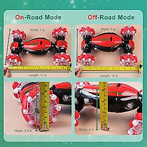 IQKidz Gesture Sensing RC Stunt Car - Christmas Red, Best Birthday Gifts for Kids 6-12, Hand Remote Control Double Side Twist Cars Toys with Light Music, 4 WD Drift Off Road for Rotation