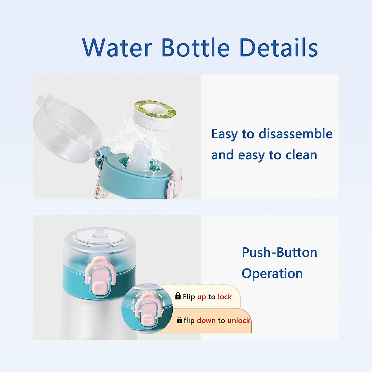 Yokacor Sports Air Water Bottle With 10 Flavor Pods Set, 25oz Alr Water Up Bottles With Straw 0 Sugar Fruit Fragrance Cup, Leakproof, Suitable For School, Outdoor, Gym(20 Flavors pod)